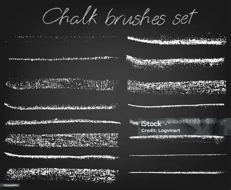 벡터 분필 아트 브러쉬 세트입니다 다양한 모양의 분필 질감 칠판에 대한 스톡 벡터 아트 및 기타 이미지 칠판 디자인 요소 분필 Istock