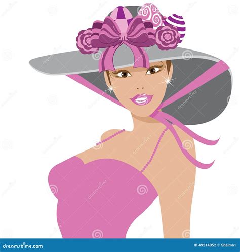 Pretty Woman Wearing Easter Bonnet Stock Vector Illustration Of Funny