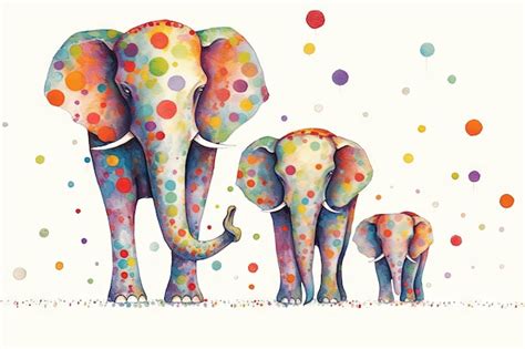 Premium Ai Image Polka Dots Elephants Isolated On White Background