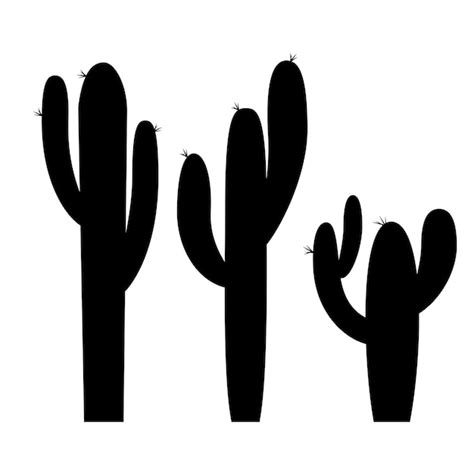 Premium Vector Black Silhouette Of A Cactus