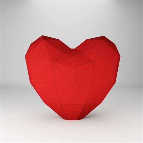 Low Poly Valentine Day Decor 3d Papercraft Heart Pdf Etsy