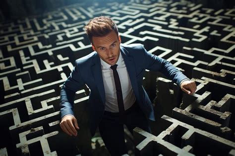 Premium Photo Businessman Trying To Escape Maze