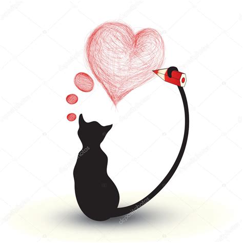 Cat Drawing A Heart — Stock Vector © Muamu 6774992