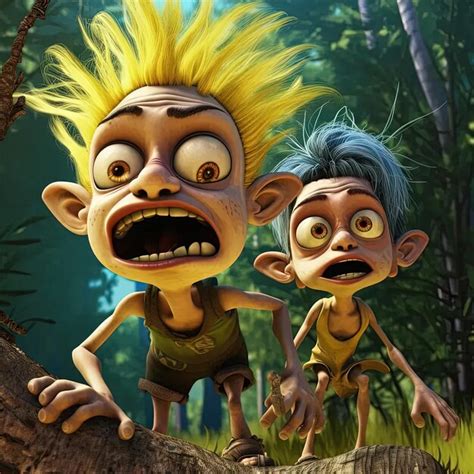 A Couple Of Cartoon Characters Standing Next To Each Other Premium AI Generated Image