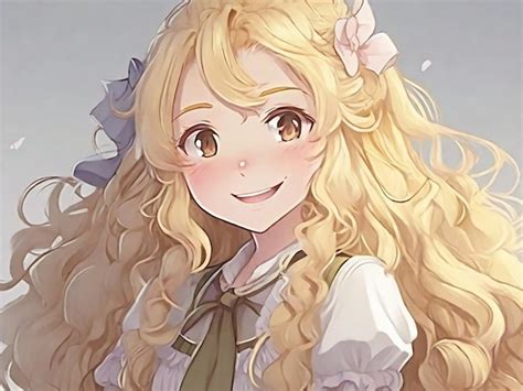 Premium Ai Image An Anime Girl With Long Curly Blonde Hair And A