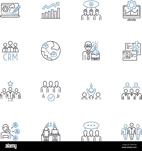 Management Mastery Line Icons Collection Leadership Strategy