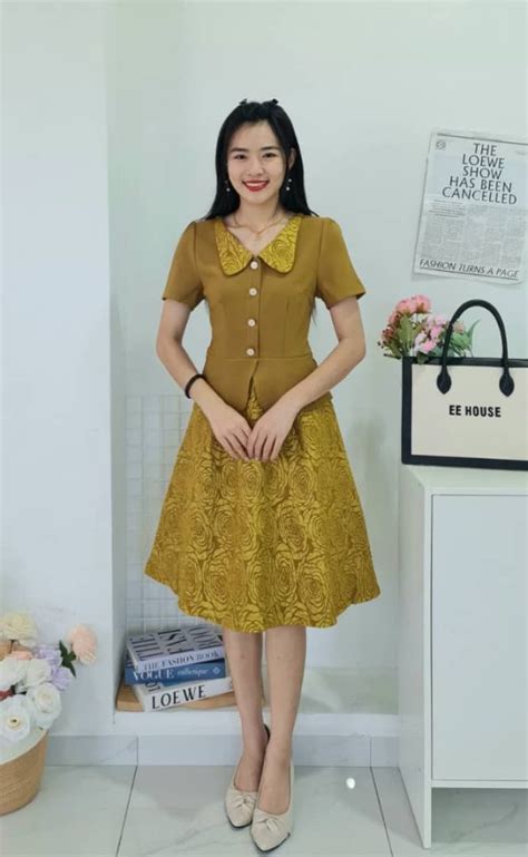 假两件式3d暗纹连身裙 4103b9 Ee House Fashion