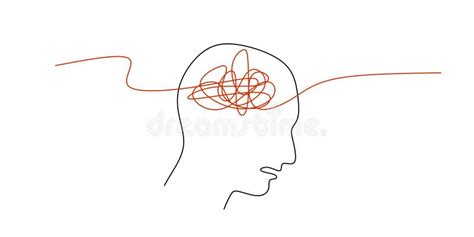 Continuous Line Drawing Brain Under Stress Mental Burden Work Pressure