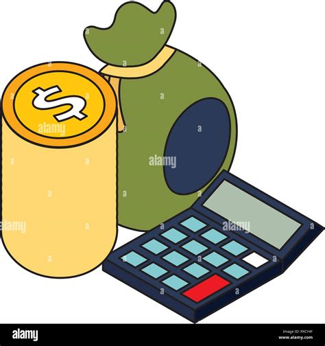 Money Bag Coins And Calculator Financial Business Vector Illustration Stock Vector Image And Art
