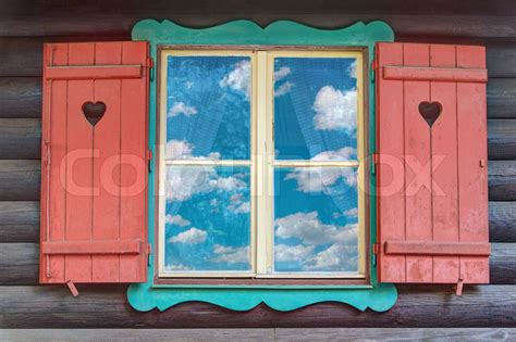 Wooden Chalet Window Stock Image Colourbox