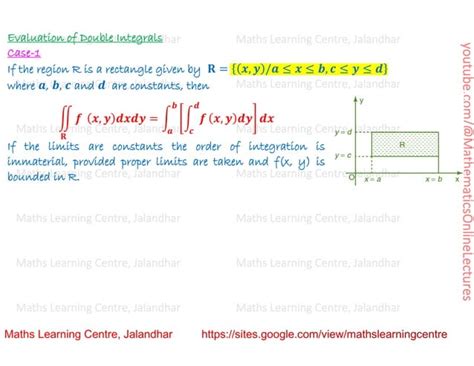 advanced mathematics multiple integrals double integrals in cartesian