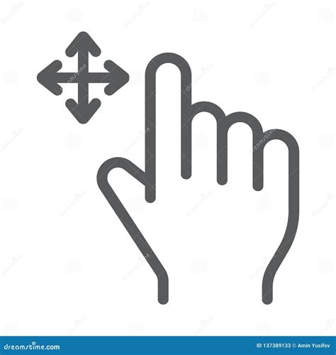 Free Drag Line Icon Gesture And Hand Swipe Sign Vector Graphics A