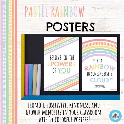 Pastel Rainbow Classroom Motivational Posters Classful