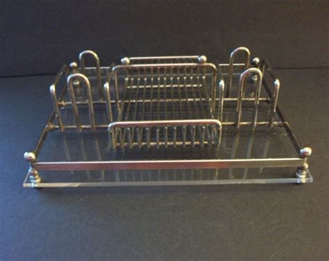 Vintage Lucite And Metal Flatware Caddy Silverware Organizer Desk Caddy Vanity Or Makeup Tray
