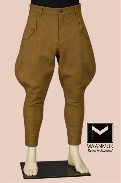 Mens Vintage Style Jodhpurs Classic Polo Breeches Flared Thigh