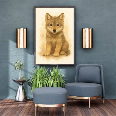 Wolf Cub Wall Art And Coloring Page Digital Download Printable Classroom Decor