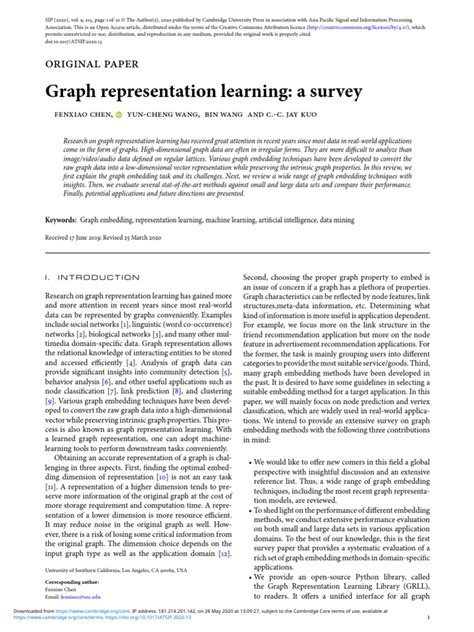 Graph Representation Learning A Survey Pdf Vertex Graph Theory