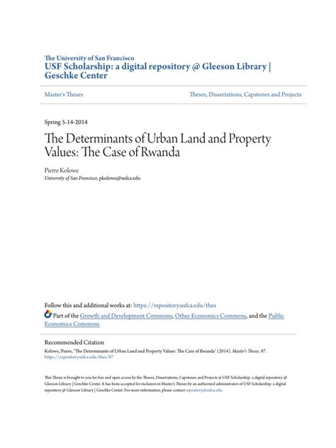 The Determinants Of Urban Land And Property Values The Case Of R Pdf Ordinary Least Squares