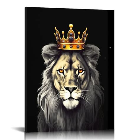 Nawypu Set Lion And Lioness Canvas Wall Art Black And White Lion With