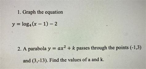 Solved Graph The Equation Y Log X A Parabola Chegg