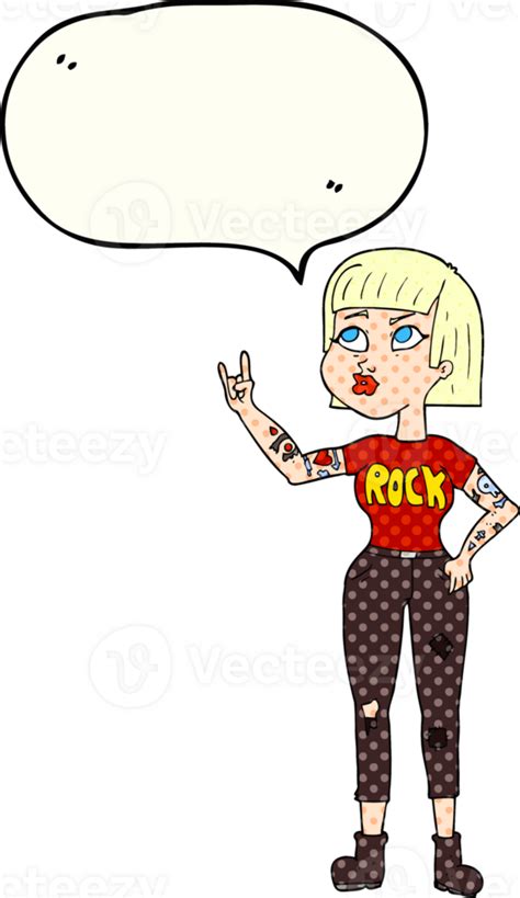 Hand Drawn Comic Book Speech Bubble Cartoon Rock Girl 45259244 Png