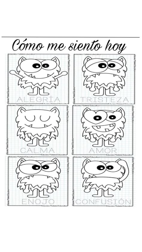 Cómo Me Siento Hoy Monstruos De Las Emociones Para Colorear