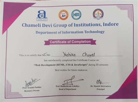 Webdevelopment Html Css Javascript Frontend Certificate Techjourney Chamelideviinstitute