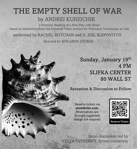 Premiere Reading Of New Play The Empty Shell Of War At Slifka Center On