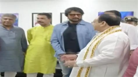 Karnataka Polls Actor Kiccha Sudeep Meets Bjp National President Jp Nadda In Hubballi