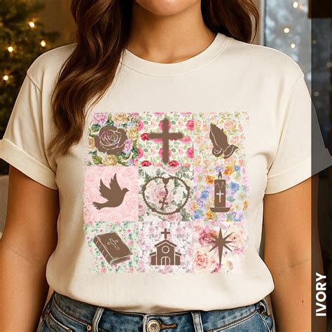 Catholic Patchwork Shirt Christian Symbols Tee Faith Icons Shirt For