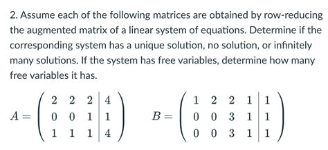 Solved 2 Assume Each Of The Following Matrices Are Obtained