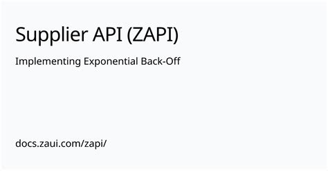 Implementing Exponential Back Off Supplier Api Zapi