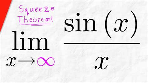 Limit Of Sinxx As X Goes To Infinity Squeeze Theorem Calculus 1 Exercises Youtube
