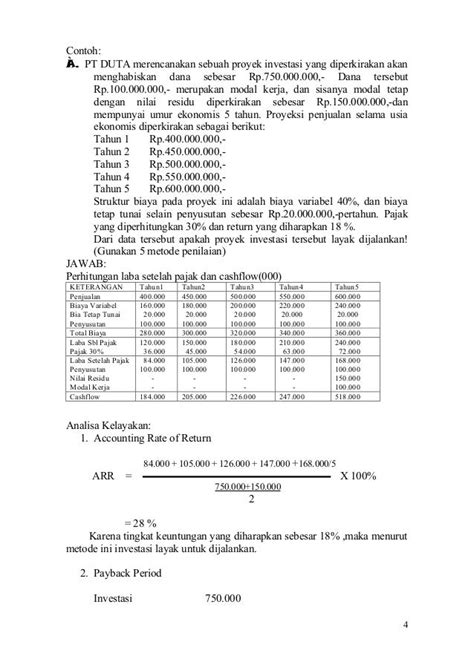 Contoh Soal Npv Tabel