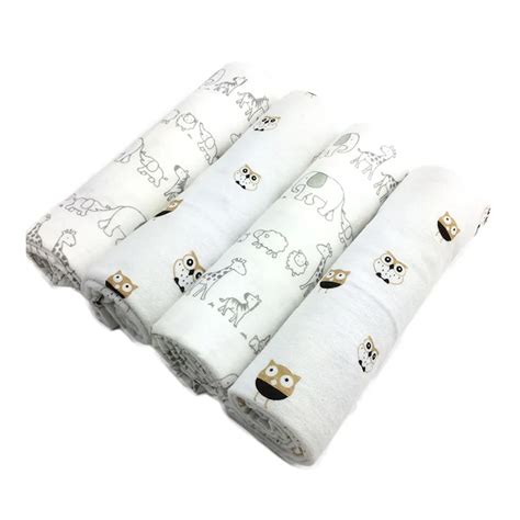 4 개갑팩 100 코 튼 Supersoft 플 란 넬 수신 아기 담요 Swaddle 아기 Bedsheet 7676cm