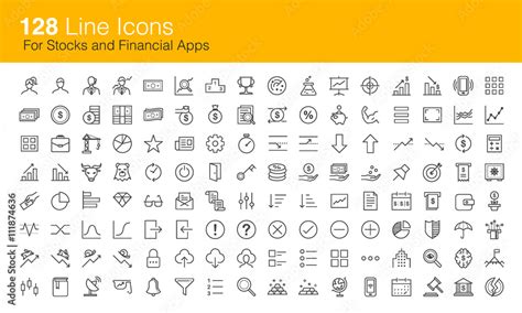 Stocks Trading And Financial Icon Set For Apps Stock Vector Adobe Stock