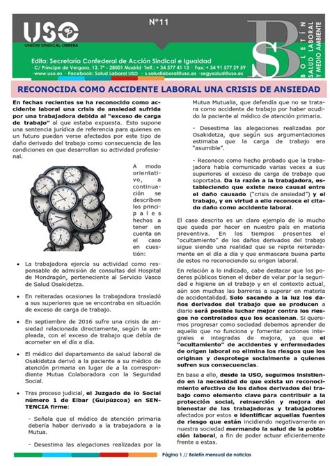 Boletín de Salud Laboral y Medio Ambiente USO