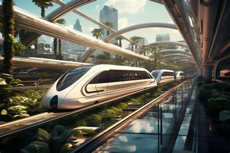 Premium AI Image A Transportation Hub With A Hyperloop System Conne