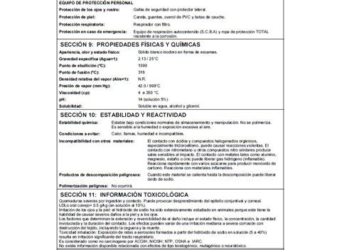 Hoja De Seguridad Hidroxidodesodio