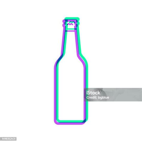 맥주병 흰색 배경에 두 가지 색상이 오버레이된 아이콘 3차원 형태에 대한 스톡 벡터 아트 및 기타 이미지 3차원 형태