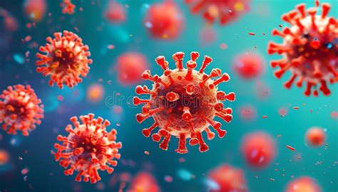 A Group Of Red And Yellow Viruses Stock Illustration Illustration Of