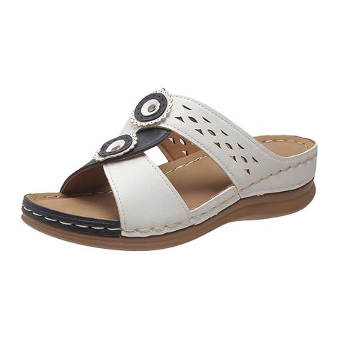 Awdenio Summer Womens Sandals Ladies Bohemian Floral Sloping Heel
