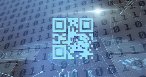 Futuristic Qr Code And Data Processing Overlay On Binary Background