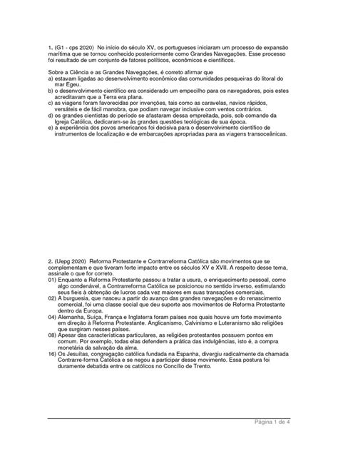 Atividadesano1navegacoes Parte2 Pdf Protestantismo Espanha