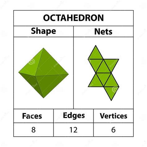 Octahedron Nets Faces Edges And Vertices Geometric Figures Are Set Isolated On A White