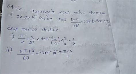 state lagrange s mean value theorem if 0
