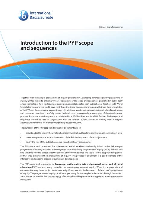 Introduction To The Pyp Scope And Sequences
