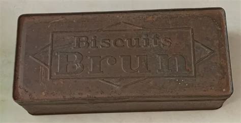 ANCIENNE BOITE TOLE Litho Biscuits Brun EUR PicClick FR