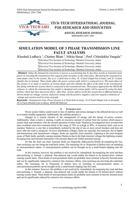 Simulation Model Of 3 Phase Transmission Line Fault Analysis Pdf