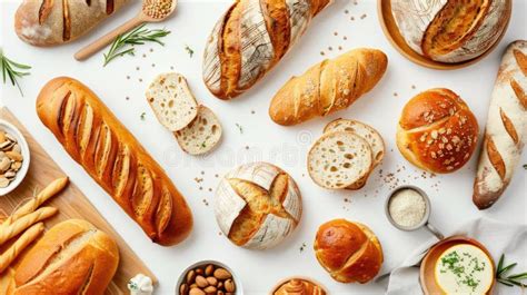 Nutritious Bread Options Displayed Elegantly On A White Table Captured